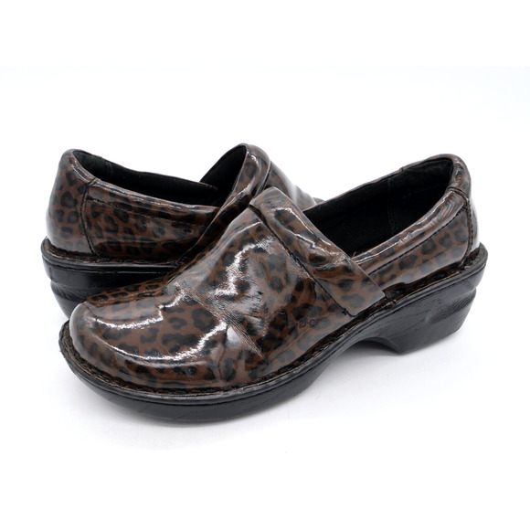 boc | Shoes | Boc Clogs Womens 9 Brown Patent Leopard Print Slip On ...